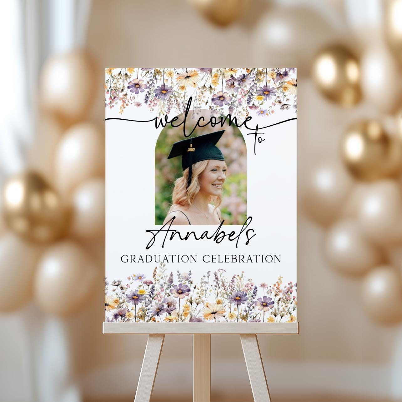 Wildflowers Graduation Welcome Sign Floral Custom Graduation ...