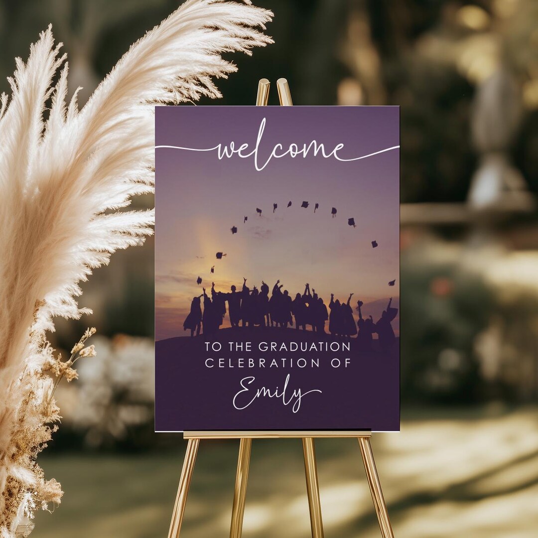 Custom Graduation Welcome Sign With Photo Graduation Celebration Class ...