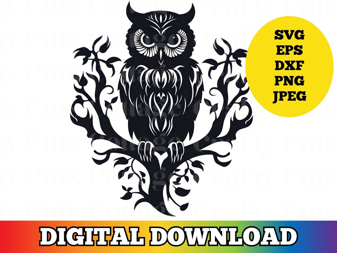Owl SVG, Bird PNG, Art Clipart, Tattoo Stencil, Printable Printout ...