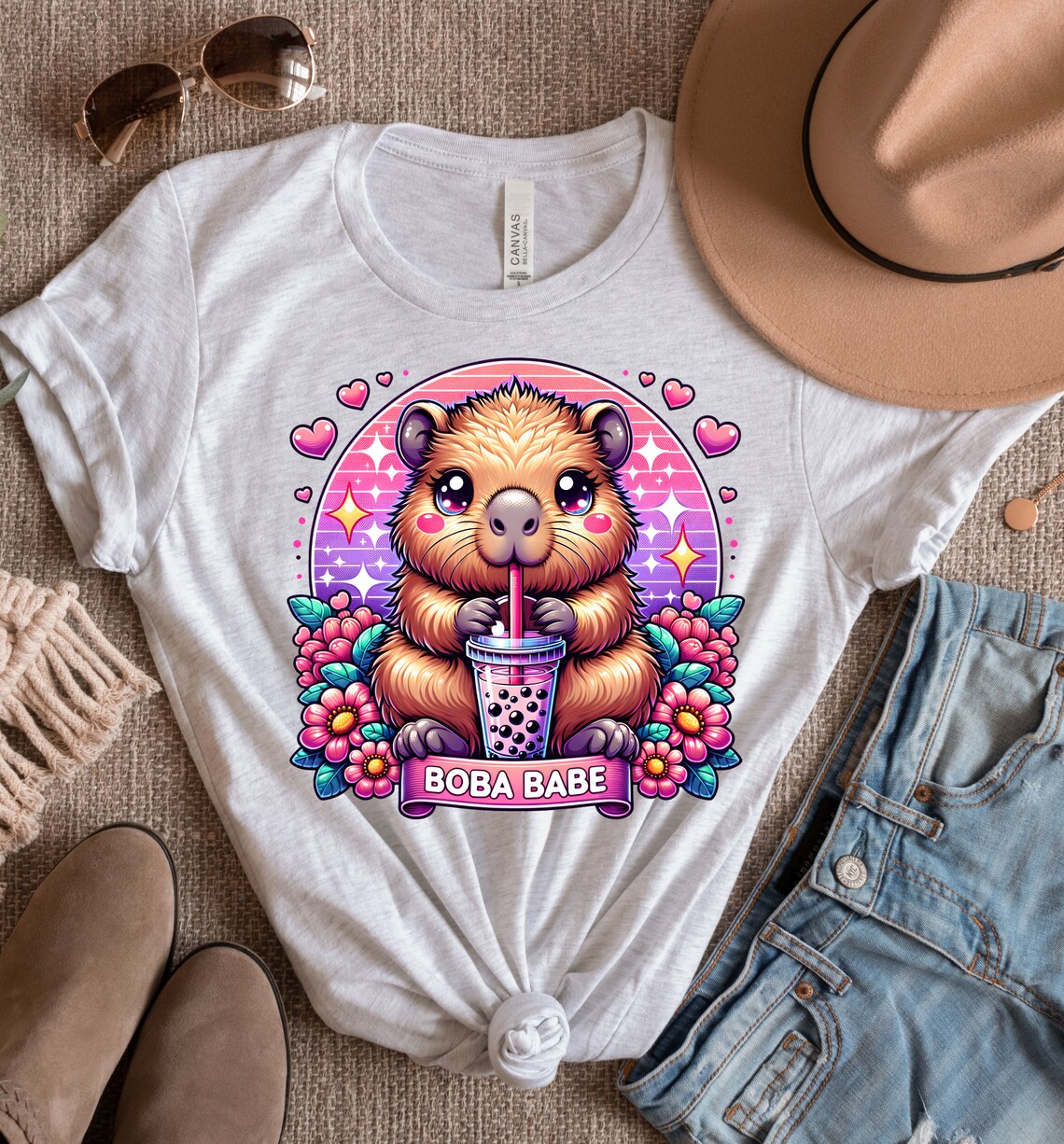 Cute Capybara Png, Boba Tea Sublimation Design, Bubble Tea Clipart ...