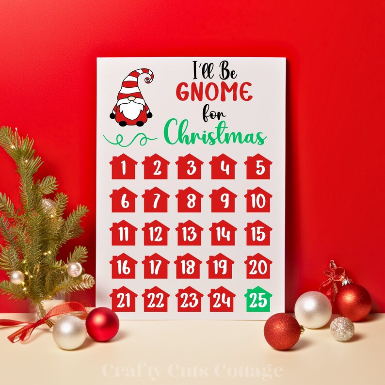 Christmas Countdown SVG Cute Gnome PNG Sublimation, Cut File for ...