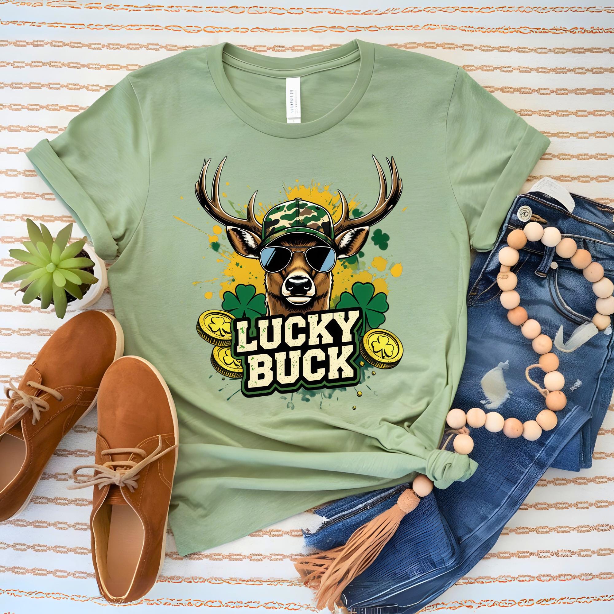 Buck PNG, One Lucky Buck Png St Patricks Day Png Funny, Deer Hunting ...