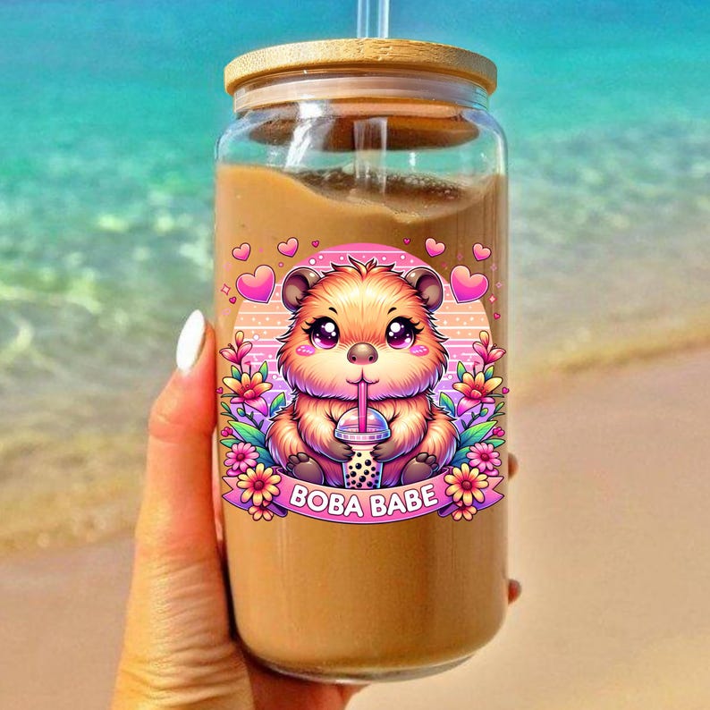 Kawaii Capybara Boba PNG, Bubble Tea Sublimation for Shirts, Cute DTG ...