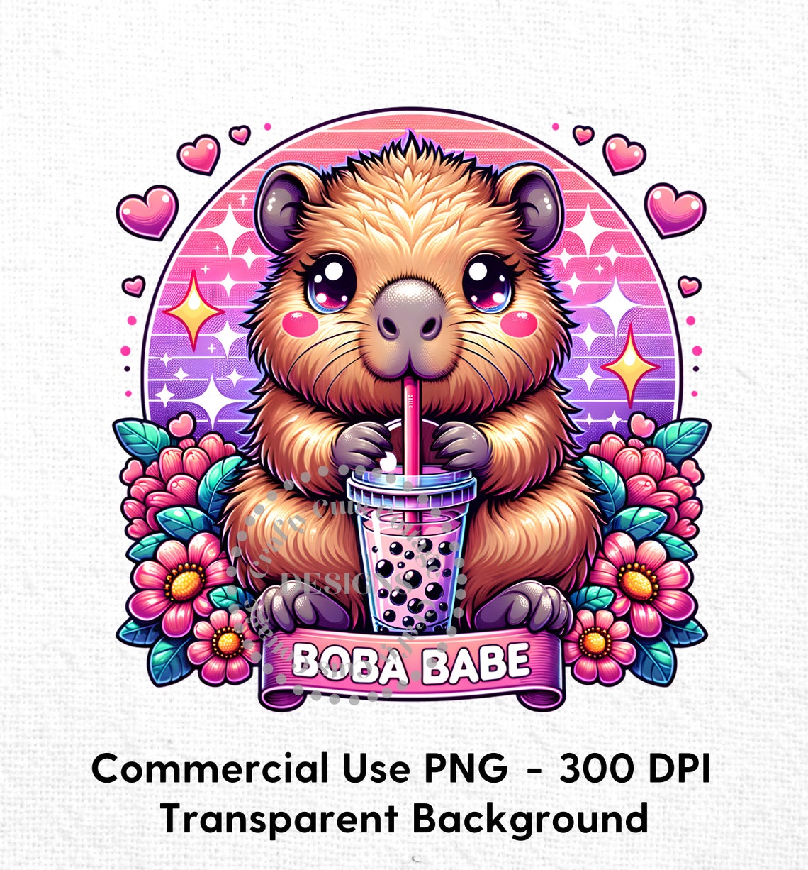 Cute Capybara Png, Boba Tea Sublimation Design, Bubble Tea Clipart ...