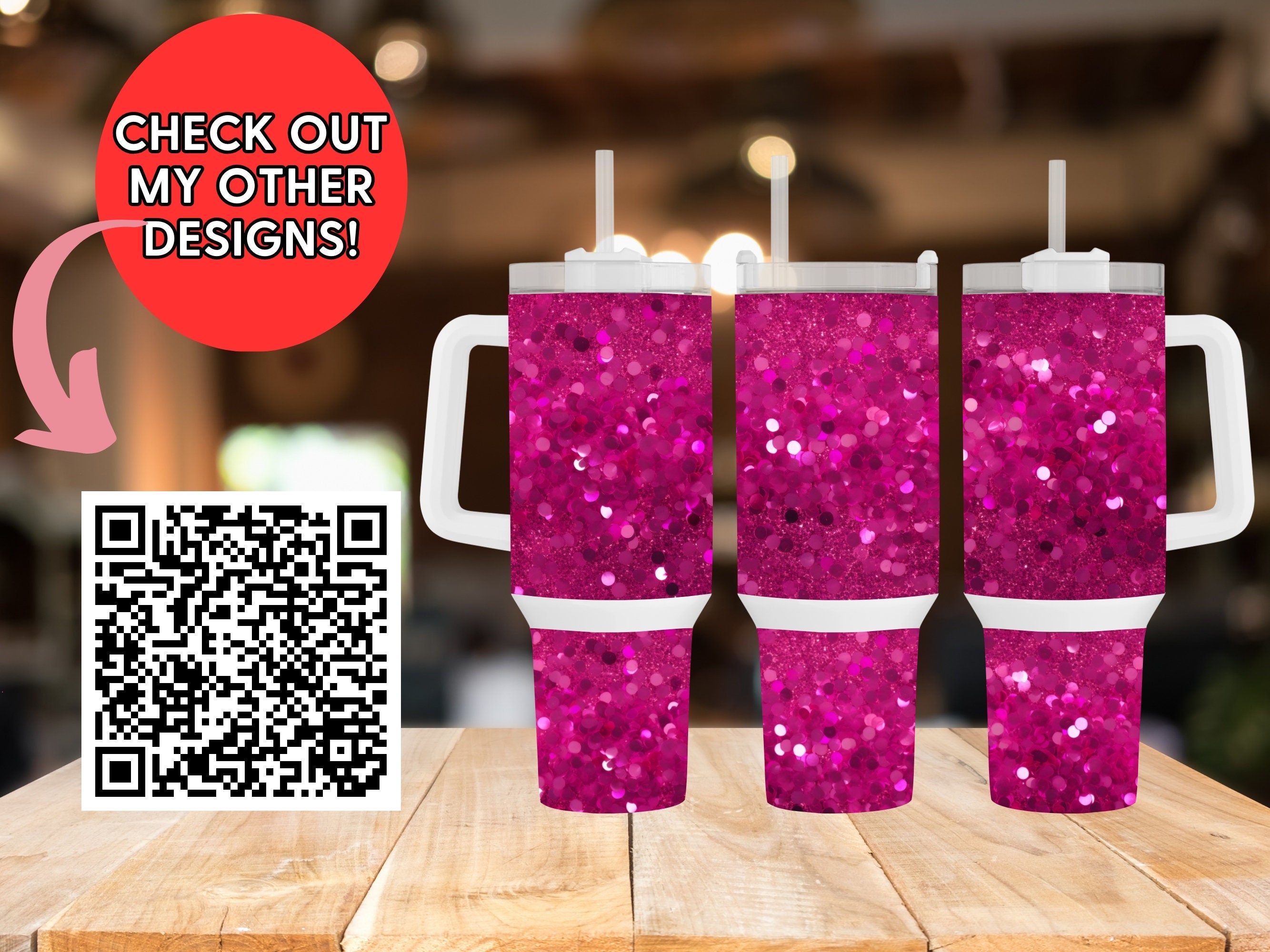 40oz Hot Pink Tumbler Designs, Pink PNG Print Sublimation, Girly ...
