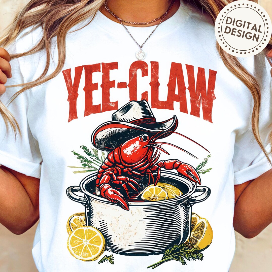 Funny Crawfish Yee Claw Western PNG: Retro Louisiana PNG, Cajun Png ...