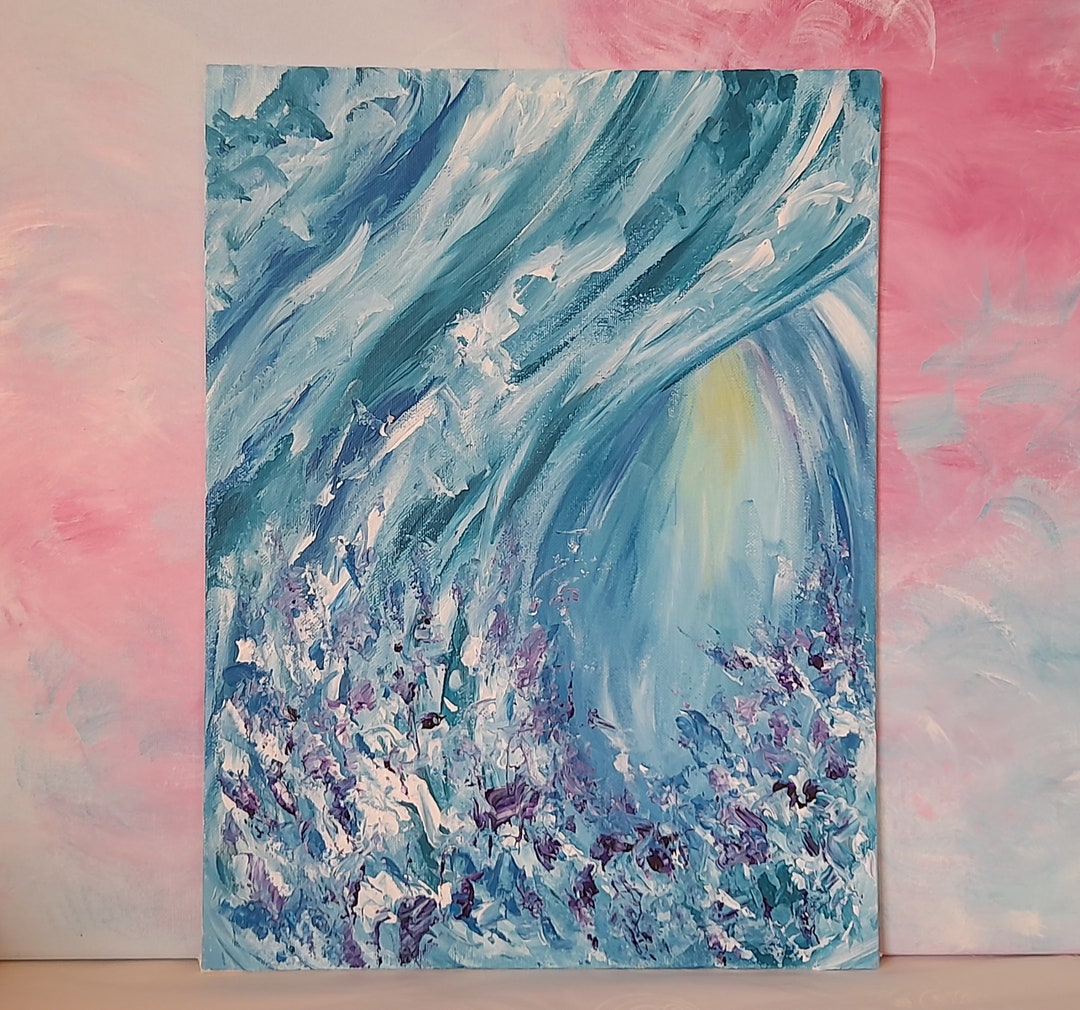 Expressionist Blue and Turquoise Abstract Acrylic Painting - Etsy