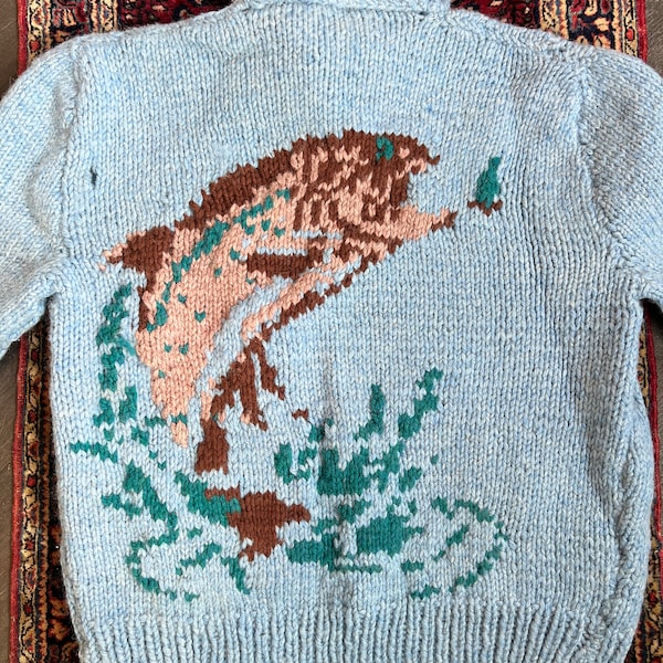 Vintage Knit Fishing Sweater - Etsy