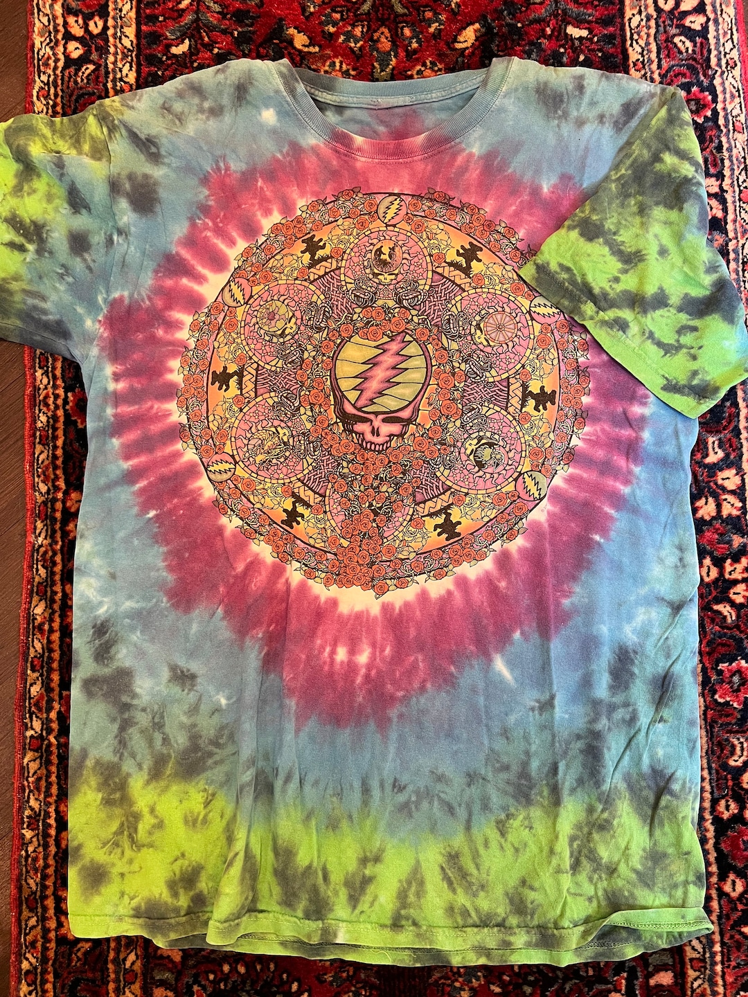 Grateful Dead Mandala Tie Dye T-shirt Y2k Large Jerry Garcia - Etsy