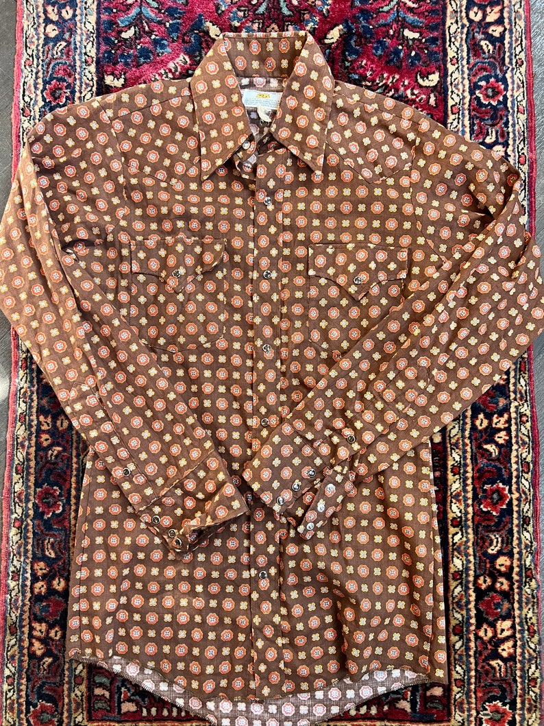 Vintage 1970s 1980s Western Shirt, Pearl Snaps, Size Medium 70s 80s ...