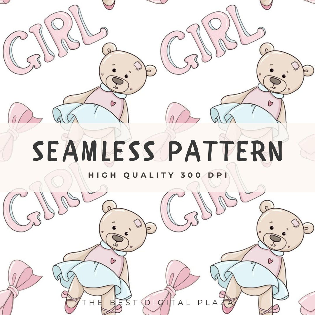 Baby Shower Digital Paper, It's a Baby Girl Seamless Pattern, Repeating ...