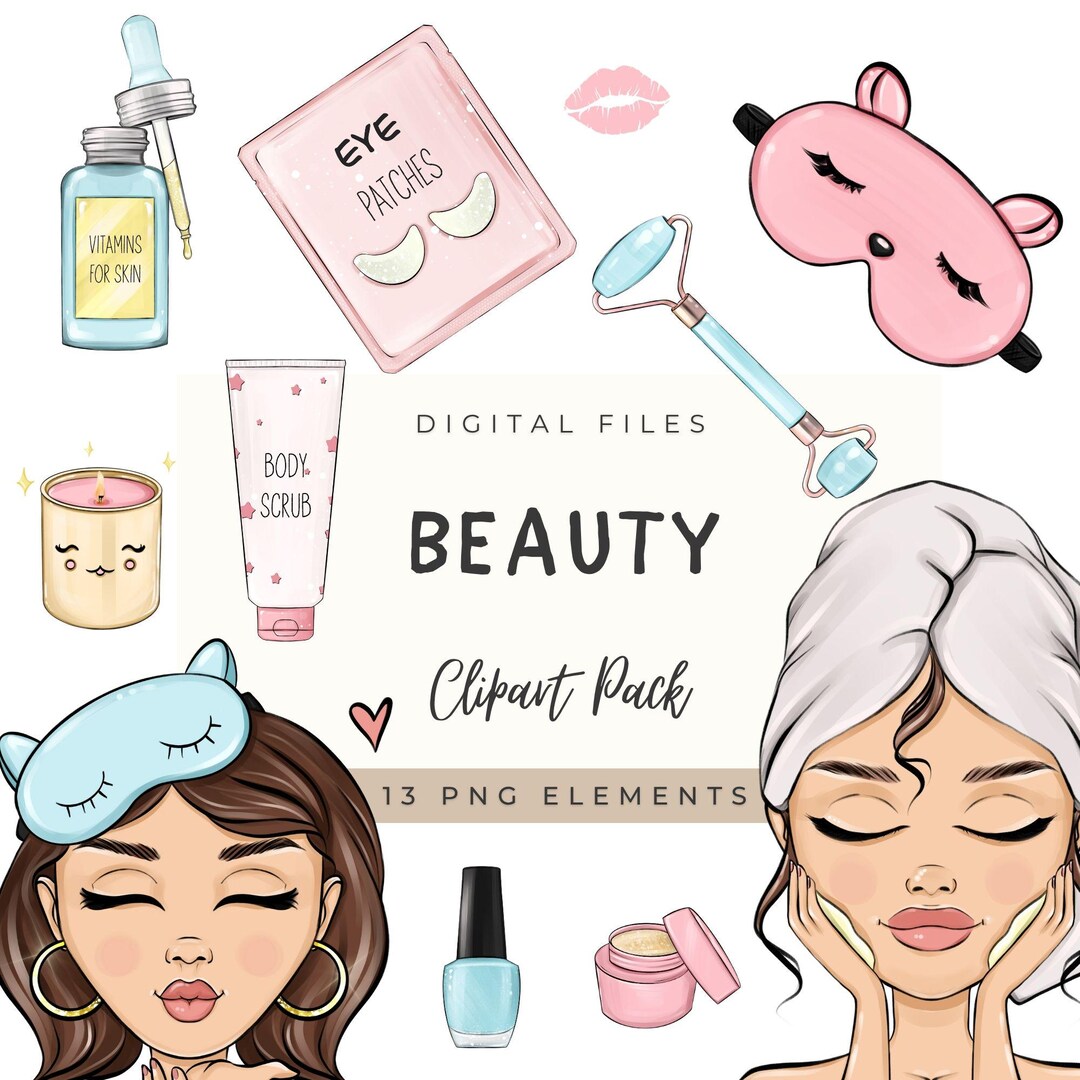 Self Care Beauty Clipart Set, Spa Elements PNG, Skincare Illustration ...