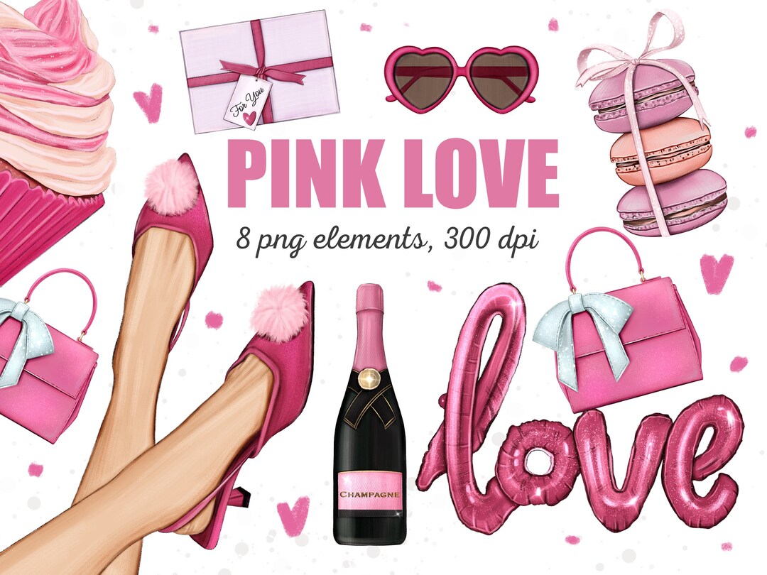 Valentines Day Png, Pink Love Clipart, Lovely Stickers, Fashion Clip ...