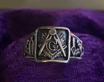 Solid Sterling Silver Masonic York Rite Knights of Templar Men's Ring ...