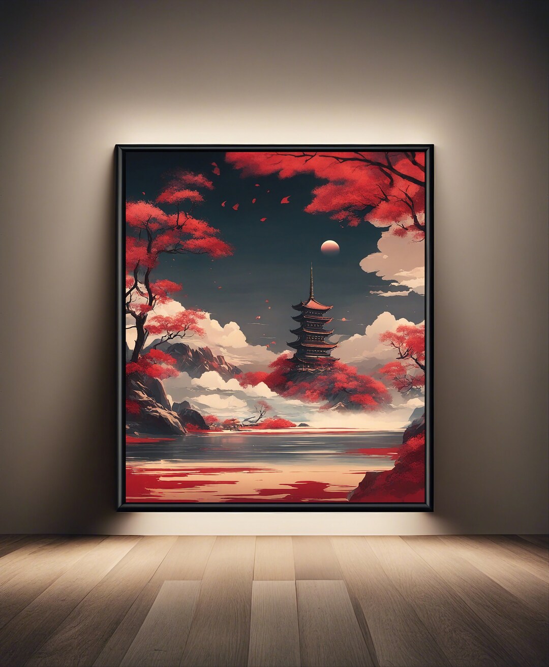 Japanese Landscape Posters Poster With Wooden Frame Wall Decoration ...