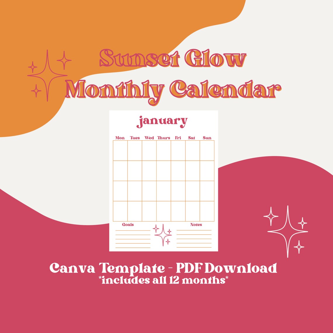 Sunset Glow Monthly Calendar - Etsy