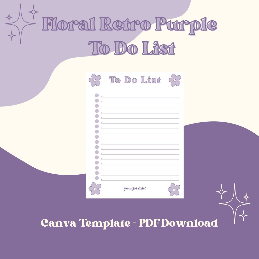 Floral Retro Purple to Do List - Etsy