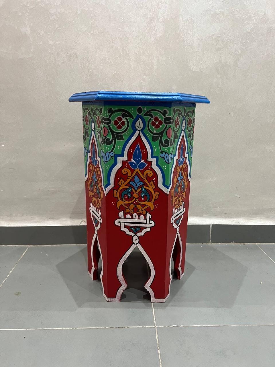 Moroccan Style Wooden Side Table, Hand Painted. - Etsy