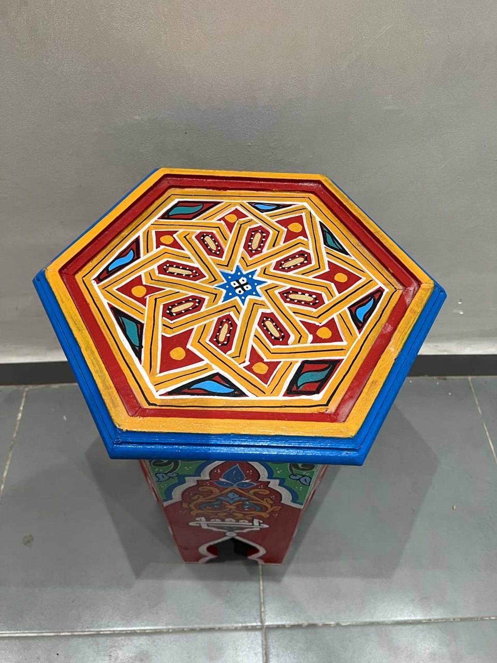 Moroccan Style Wooden Side Table, Hand Painted. - Etsy