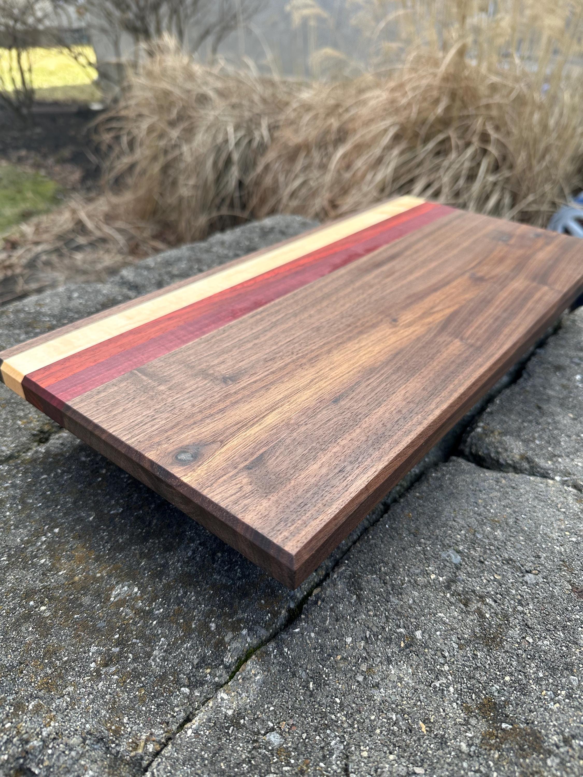 Handcrafted Maple Walnut Purple Heart and Padauk Cutting Board: Elegant ...