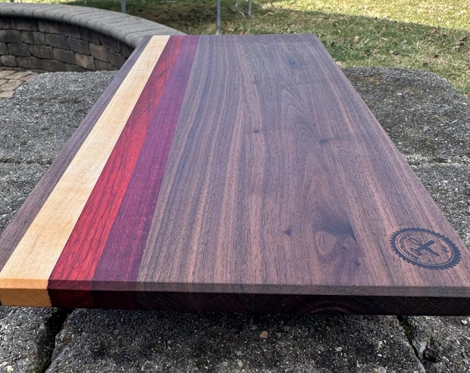Handcrafted Maple Walnut Purple Heart and Padauk Cutting Board: Elegant ...