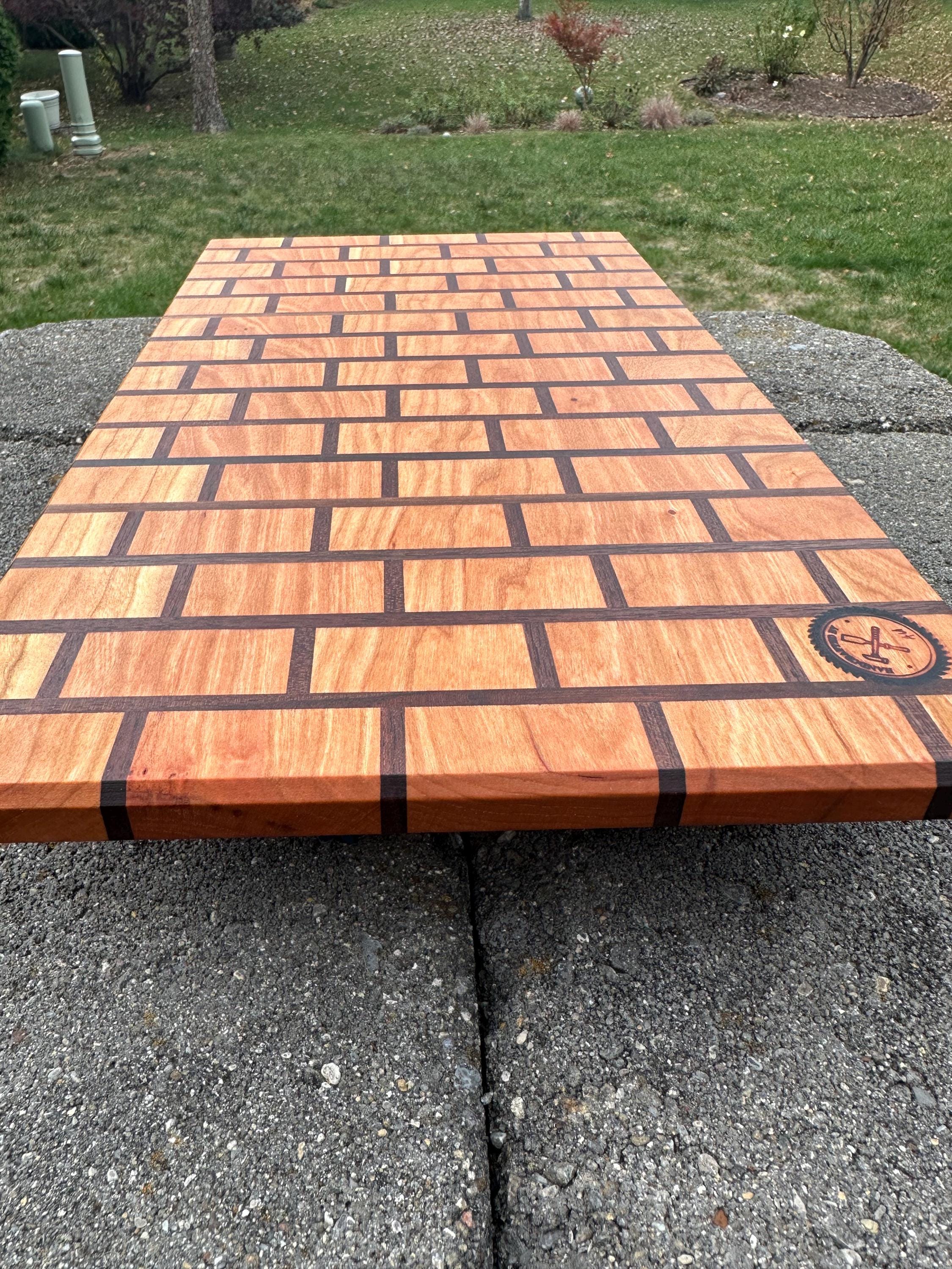 Brick Pattern Cutting Board - Unique Handmade Butcher Block, Hardwood ...