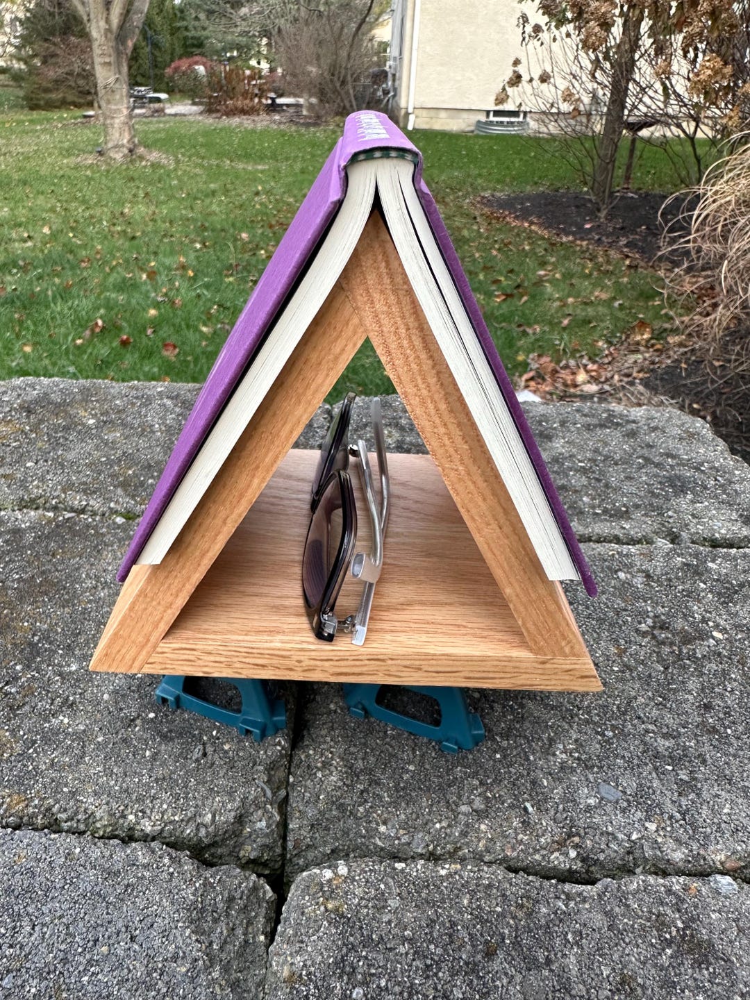 Handcrafted Wooden Triangle Bookmark Stand, Unique Book Holder and ...