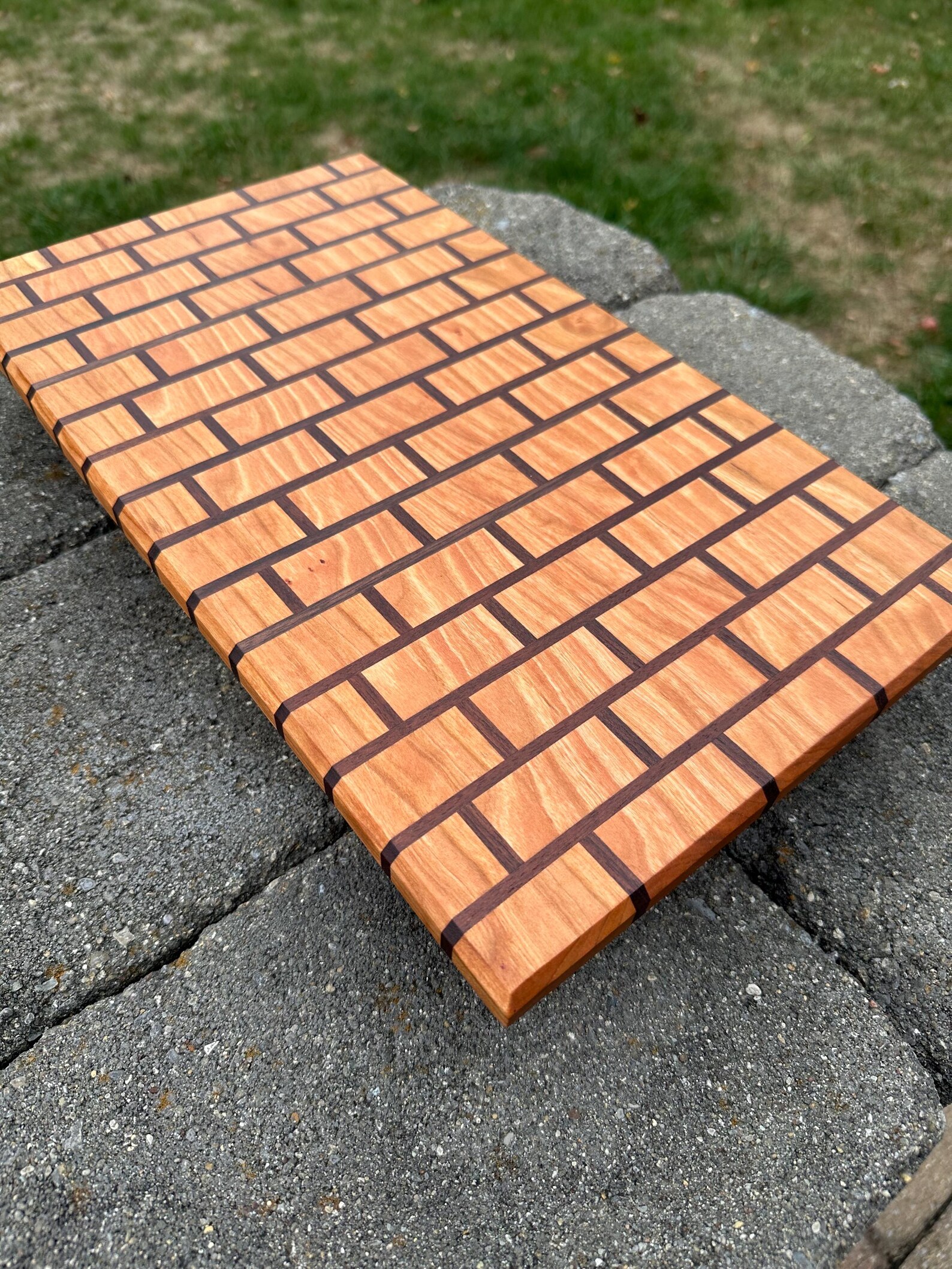 Brick Pattern Cutting Board - Unique Handmade Butcher Block, Hardwood ...