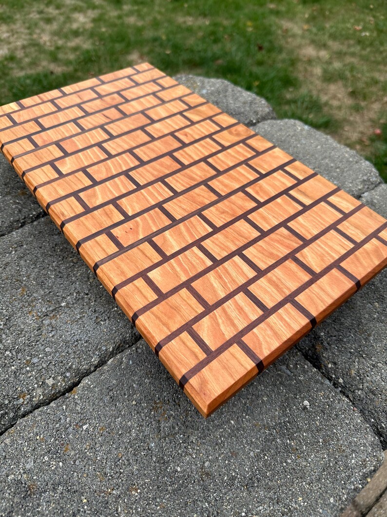 Brick Pattern Cutting Board Unique Handmade Butcher Block, Hardwood ...