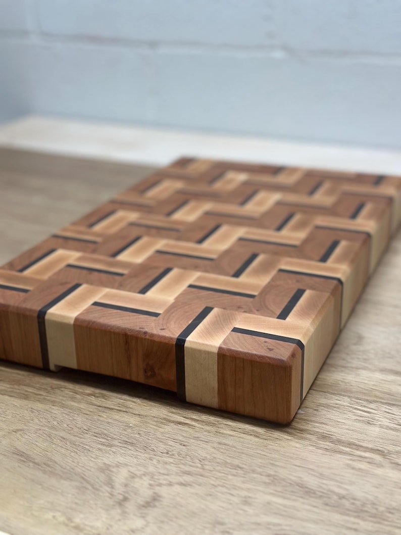 Personalized End Grain Butcher Block, Zigzag Cutting Board, Custom ...
