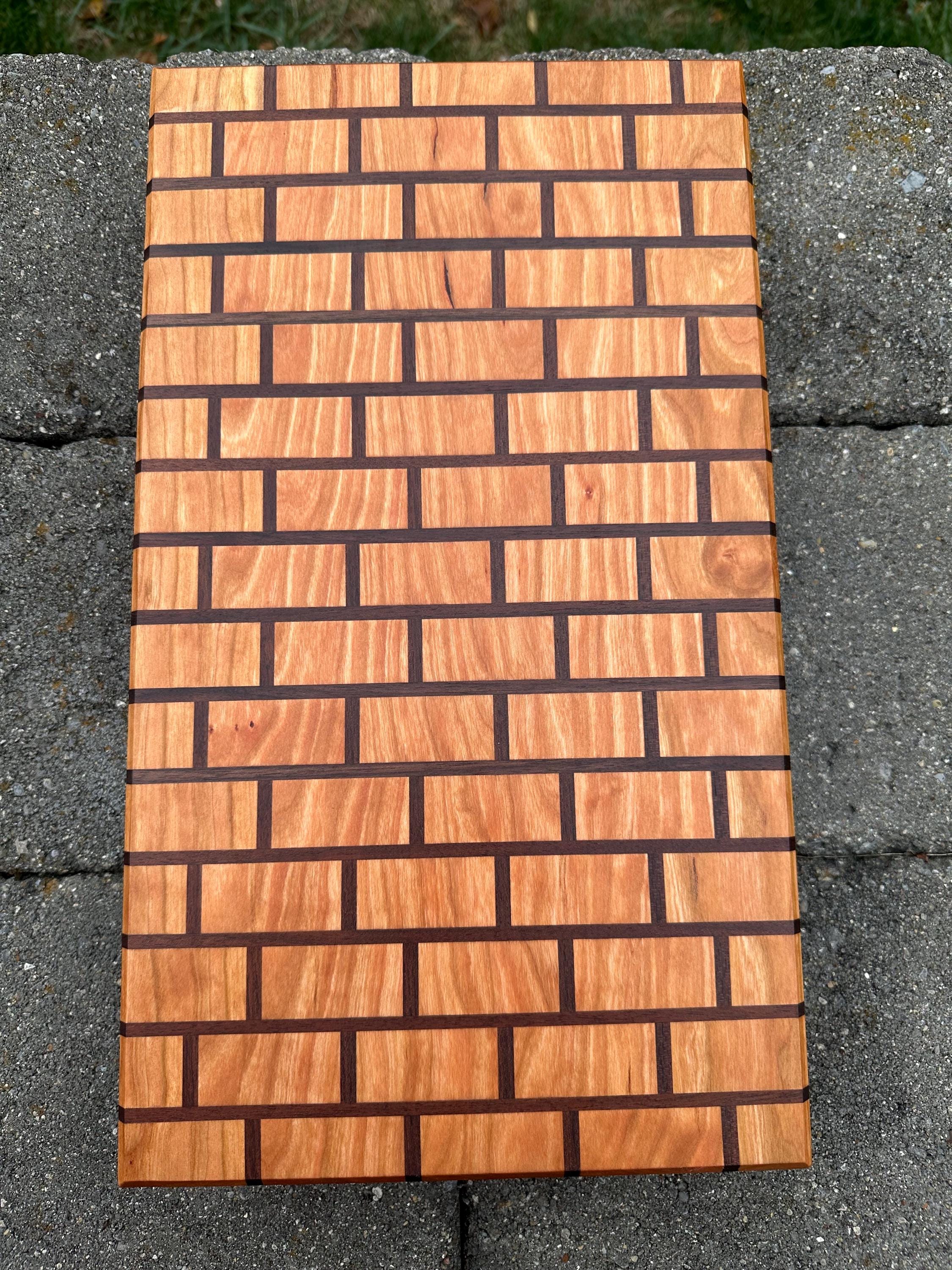 Brick Pattern Cutting Board Unique Handmade Butcher Block, Hardwood ...