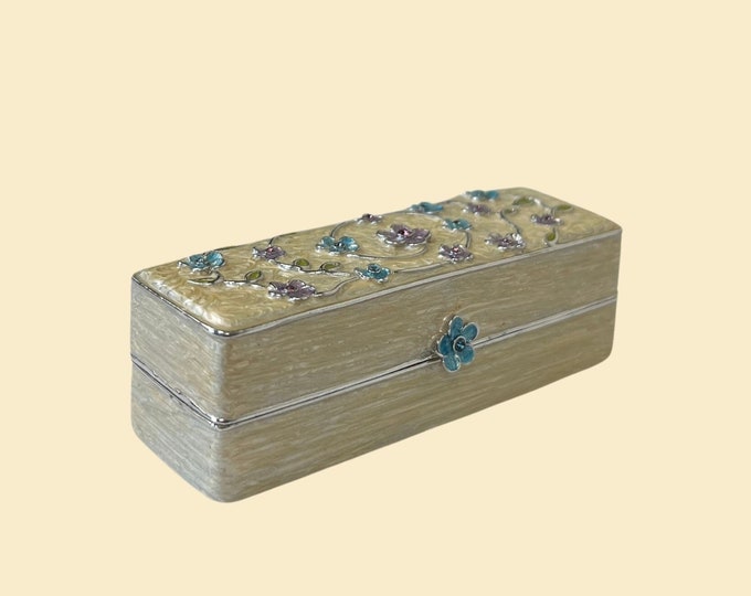 1980s Floral Lipstick Case W/ Mirror, Vintage 80s Metal Flower ...