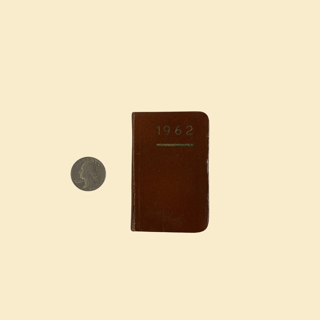 1962 Miniature Calendar/notebook, Vintage 60s Brown Leather Mini ...