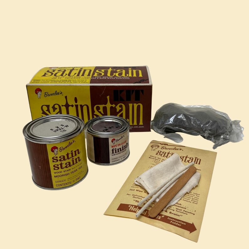 1960s Beverlee's Satin Stain Kit, Vintage 60s Moorish Teak Stain and ...