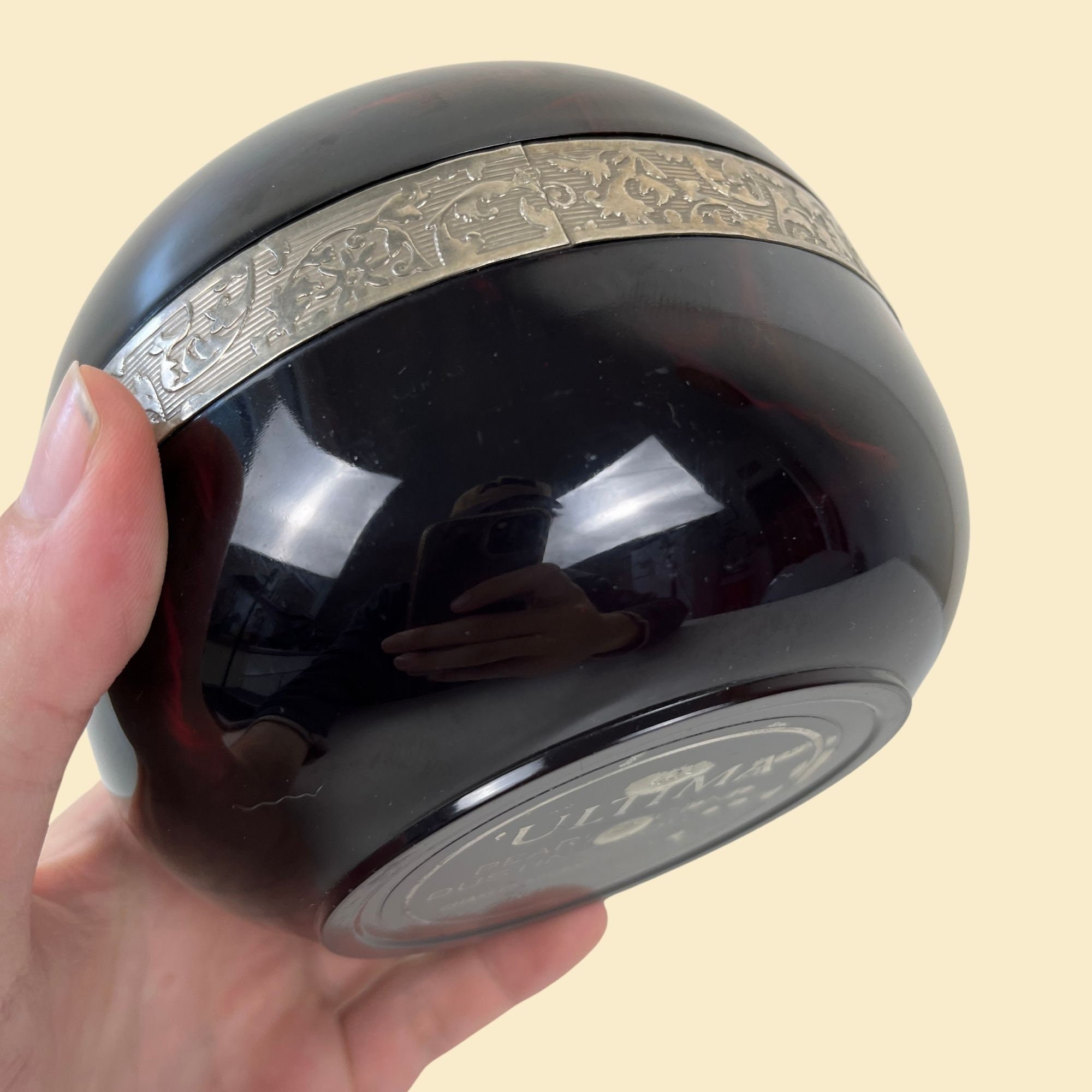 1960s Red Powder Container, Vintage Tortoise Shell / Marbled Acrylic ...