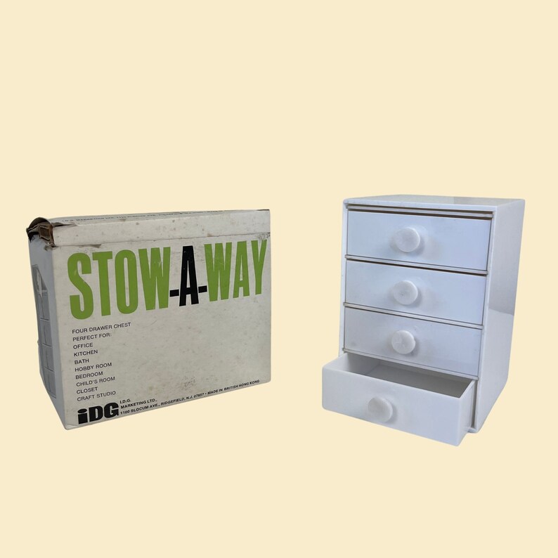 80s 'stow-a-away' Desk Organizer, Vintage 1980s Miniature White Plastic ...