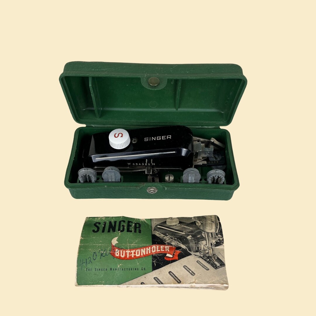 Vintage Singer Buttonholer Set, 1940s Button Holer Kit W/ Carrying Case ...
