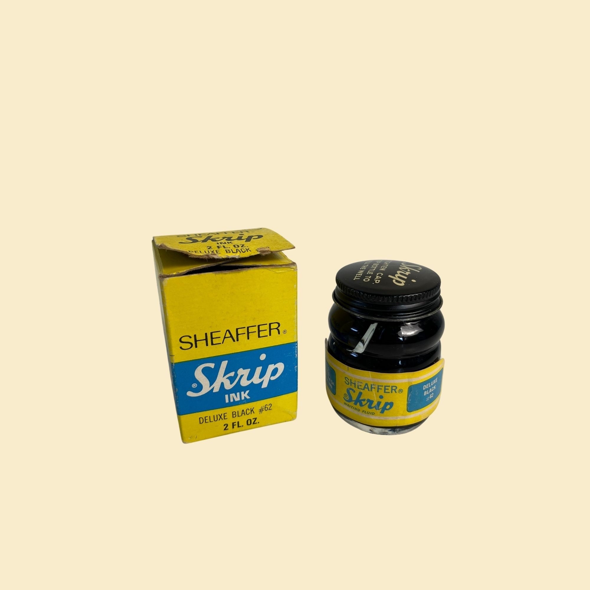 Vintage Sheaffer Deluxe Black 62 Skrip Ink, 2 Fl. Oz., 1950s Black Ink ...