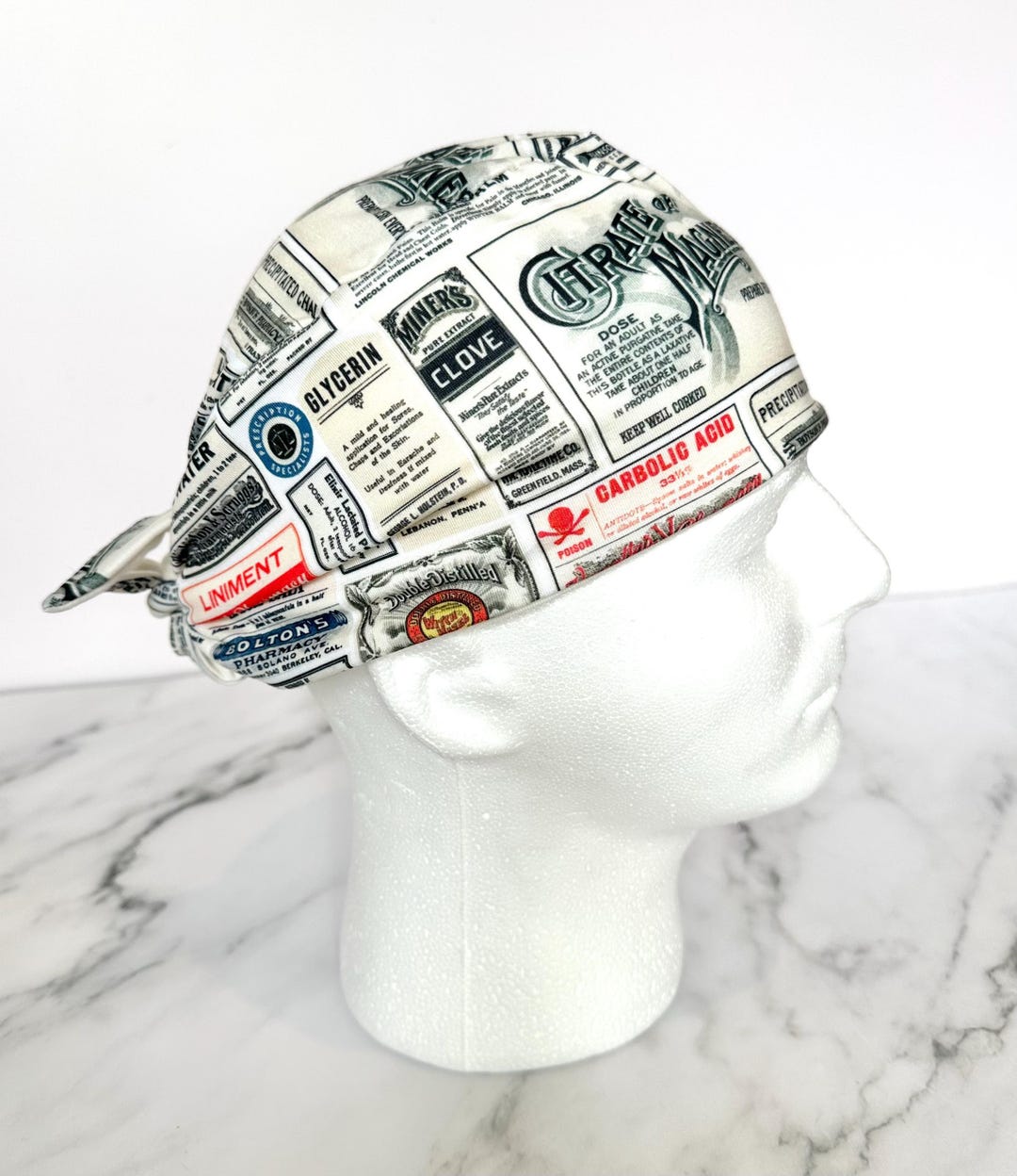 Vintage Apothecary Scrub Cap | Anesthesia Meds, Stretchy Scrub Hat ...