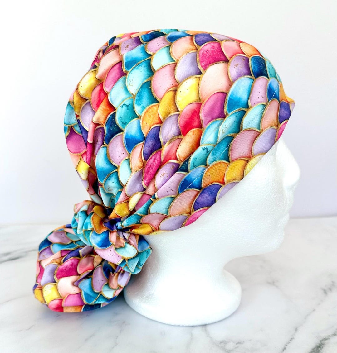 Mermaid Scales Scrub Cap | Summer Tail Beach Ocean Stretchy Scrub Hat ...