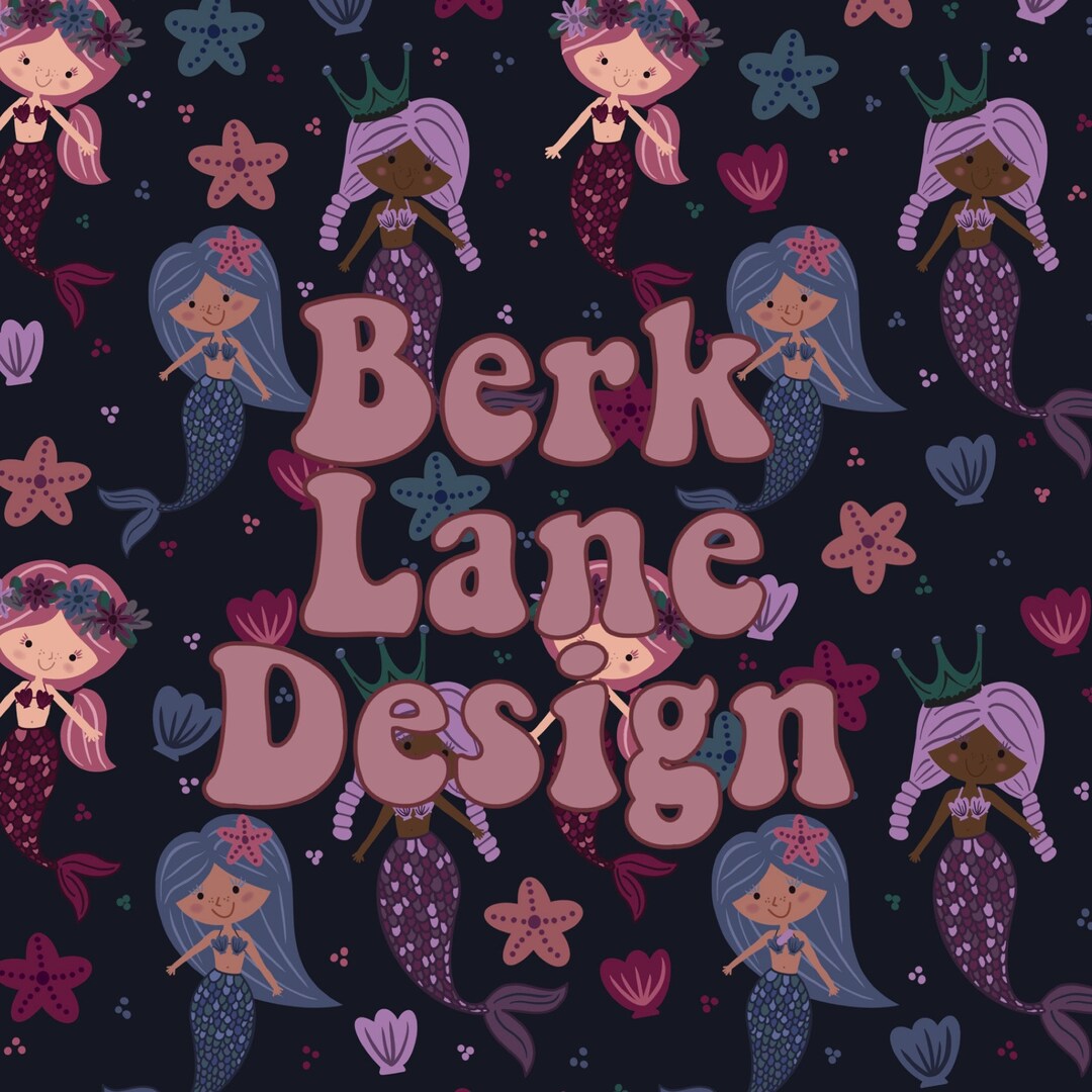Moody Mermaids on Midnight DIGITAL Download Seamless Repeating Pattern ...
