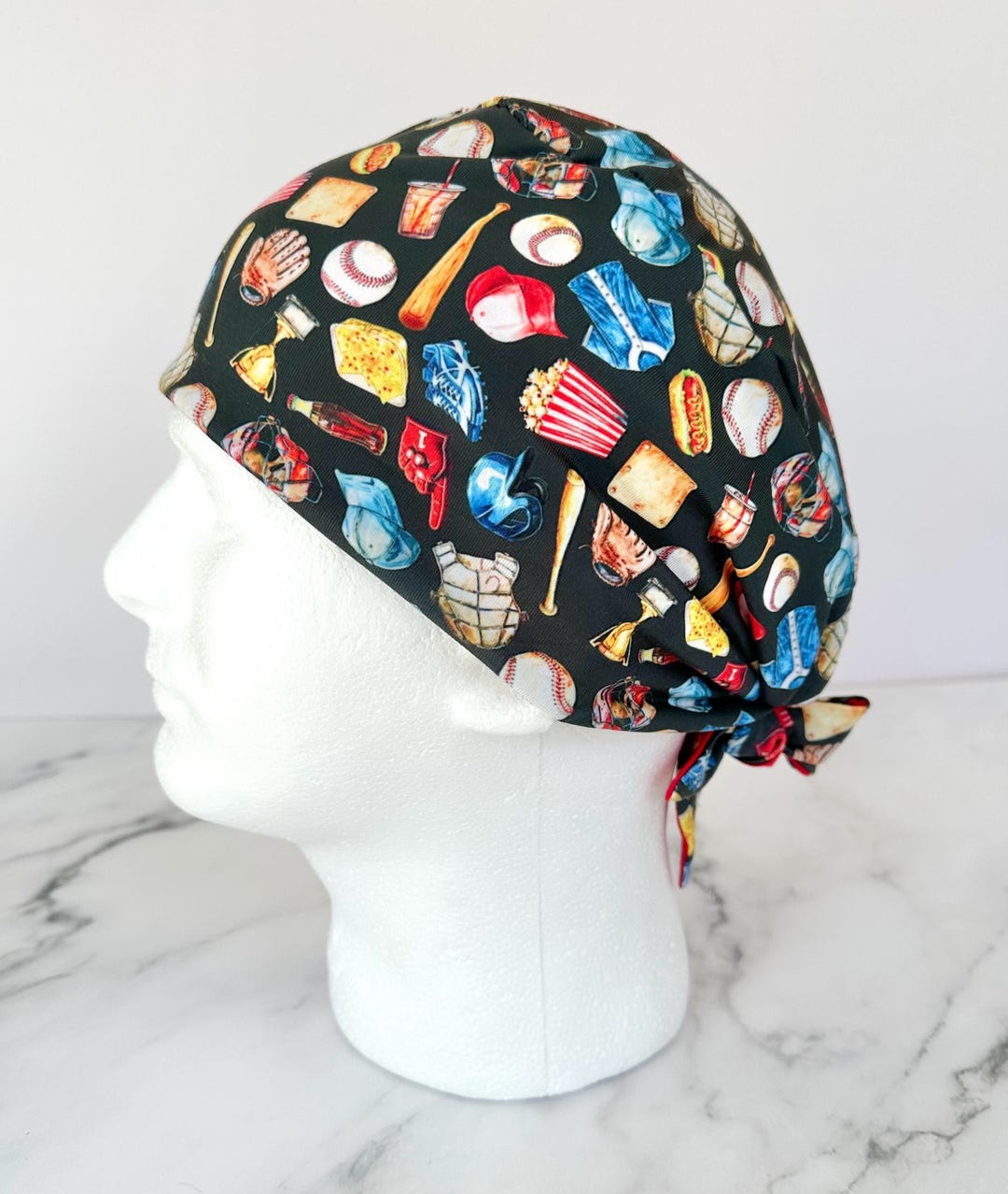 Baseball Scrub Cap | IN HOUSE DESIGN, Stretchy Scrub Hat, Nurse Doctor ...