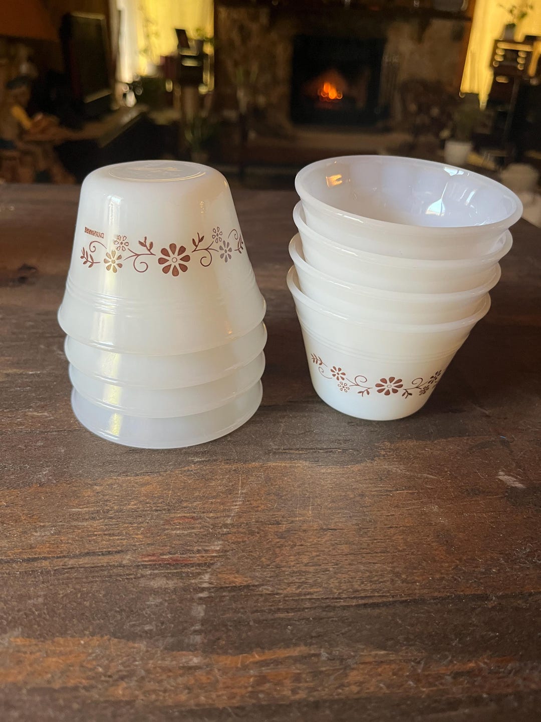 Vintage Termocrisa Dynaware Milk Glass Daisy Pattern Custard Bowls Set ...