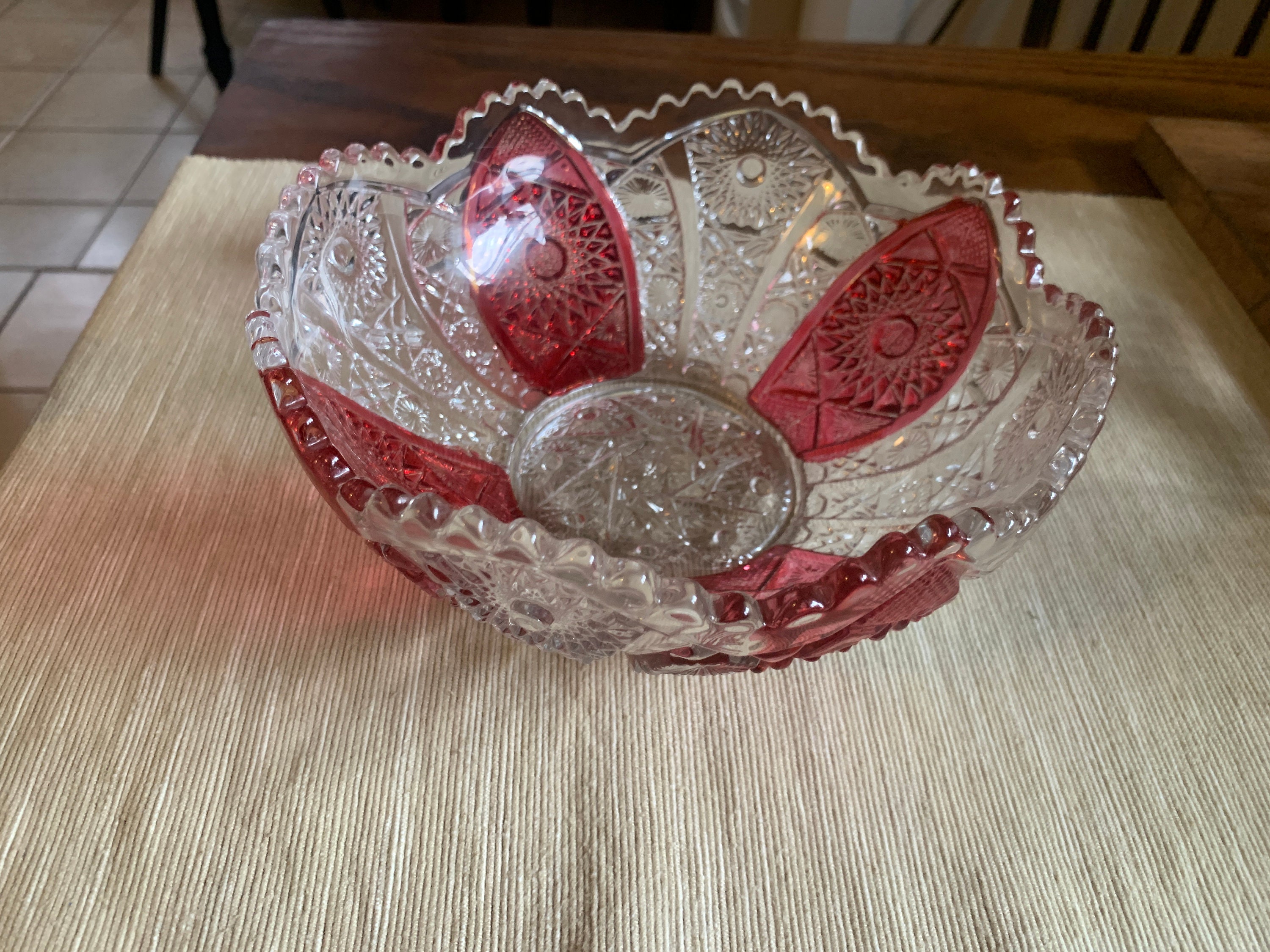 Vintage Ruby Red and Crystal Imperial Glass Co Bowl - Etsy