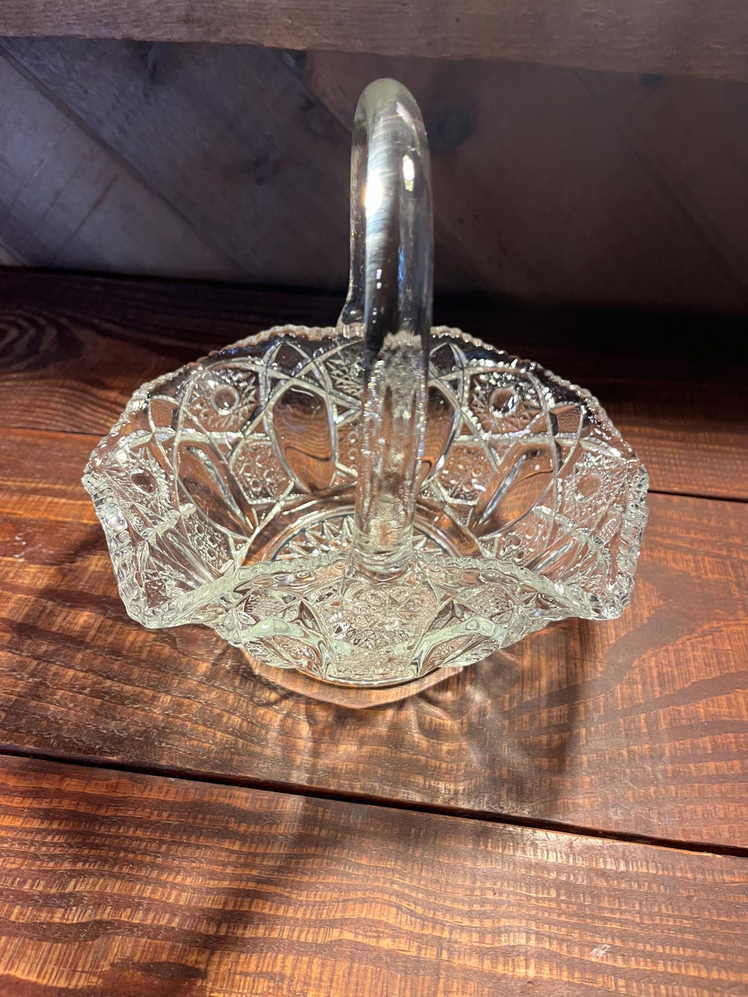 Vintage L E Smith Depression Glass Basket - Etsy