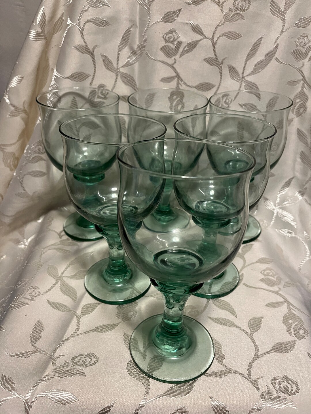 Vintage MCM Dorothy Thorpe Etched Silver Fade Glass Set With Coasters ...