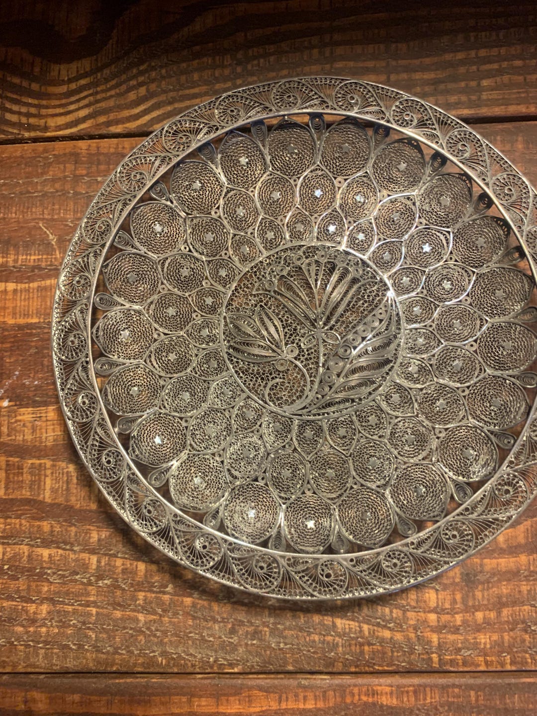 Antique Footed Silver Filigree Bowl / Plate - Etsy