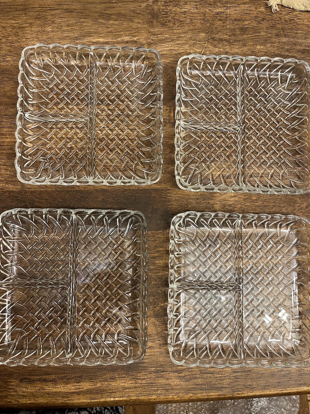 Vintage Indiana Glass Depression Glass Snack / Lunch Plates Relish Dish ...