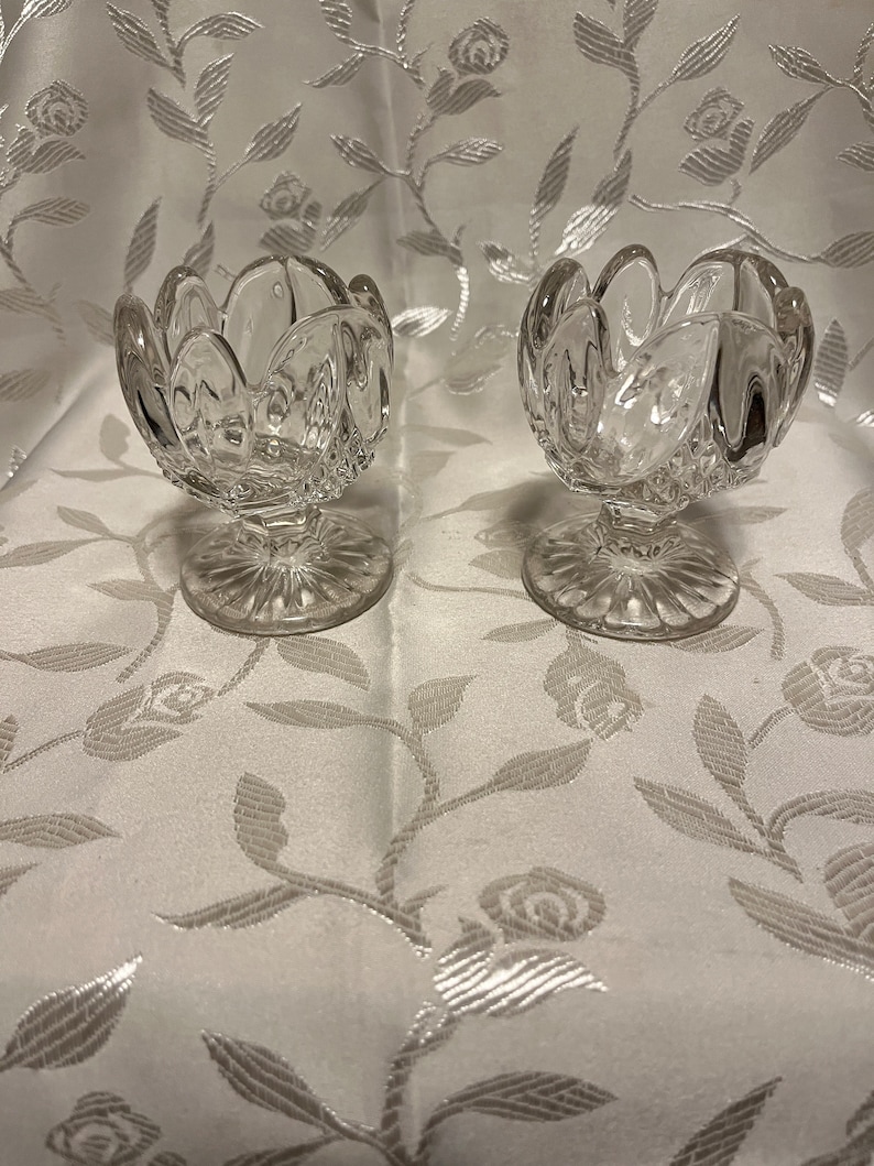 Set of 2 EAPG Flint Glass Tulip and Sawtooth Votive Candle Holders ...