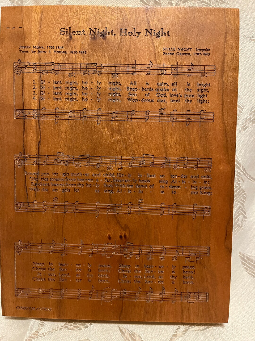 Laser Engraved Hymn Plaque Wall Art Silent Night Holy Night - Etsy